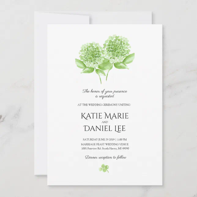 Green Hydrangea Wedding Invitation with Envelope * | Zazzle