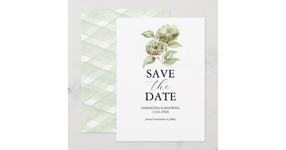 Green Hydrangea Wedding Save The Dates Save The Date | Zazzle