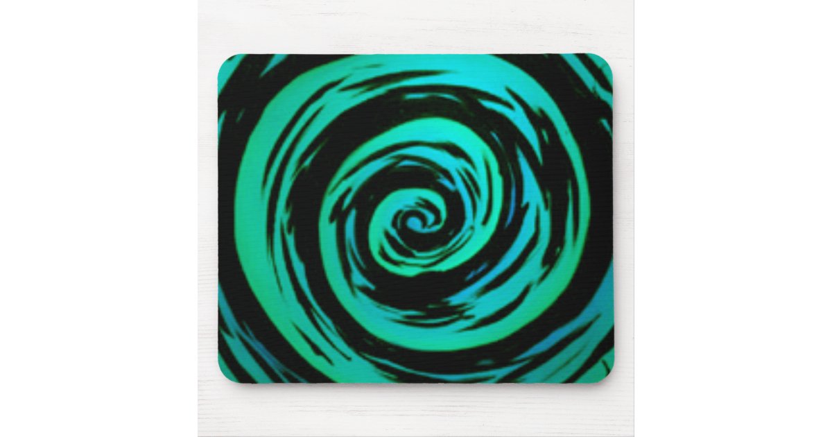 Green Hypnotic Swirl Art Mouse Pad | Zazzle