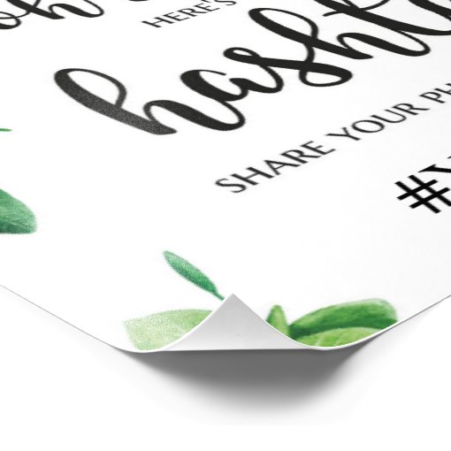 Green instagram hashtag sign Summer wedding poster | Zazzle