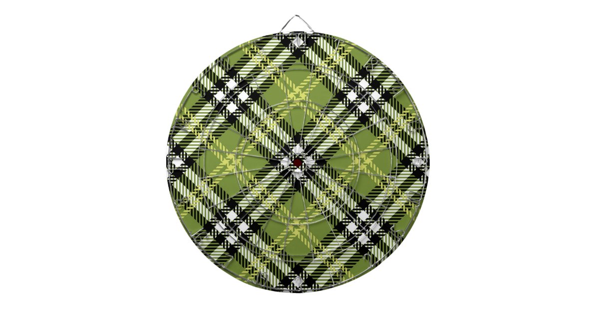 Green Irish Plaid Pattern Dart Board | Zazzle