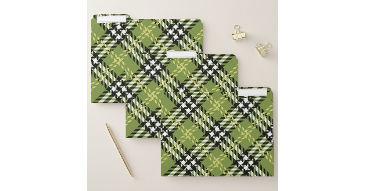 Green Irish Plaid Pattern File Folder | Zazzle