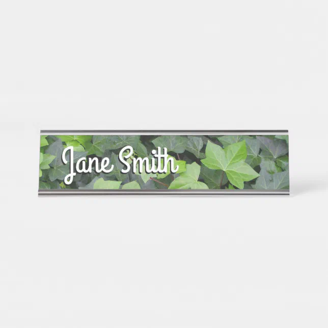 Green Ivy Botanical Print Desk Name Plate | Zazzle