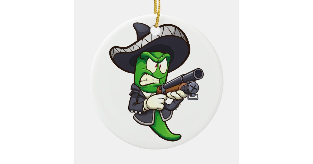 green jalapeno pepper with a mariachi outfit and a ceramic ornament ...