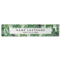 Green Jungle Leaves Tropical Nature Pattern White Desk Name Plate | Zazzle