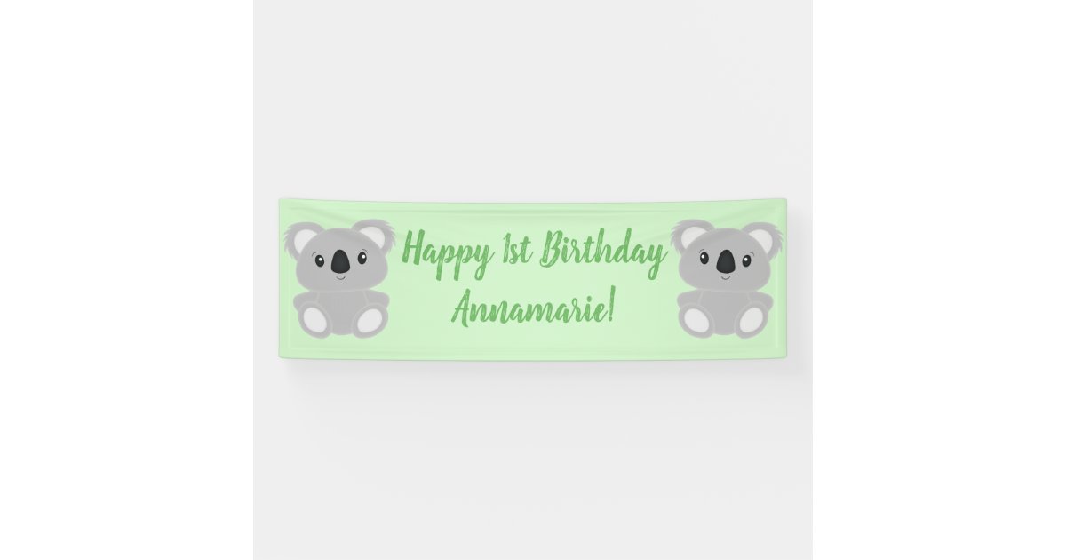 Green Koala Bear Birthday Party Banner | Zazzle