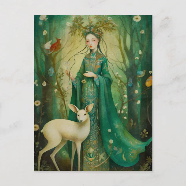 Green Lady Of The Forest Postcard | Zazzle