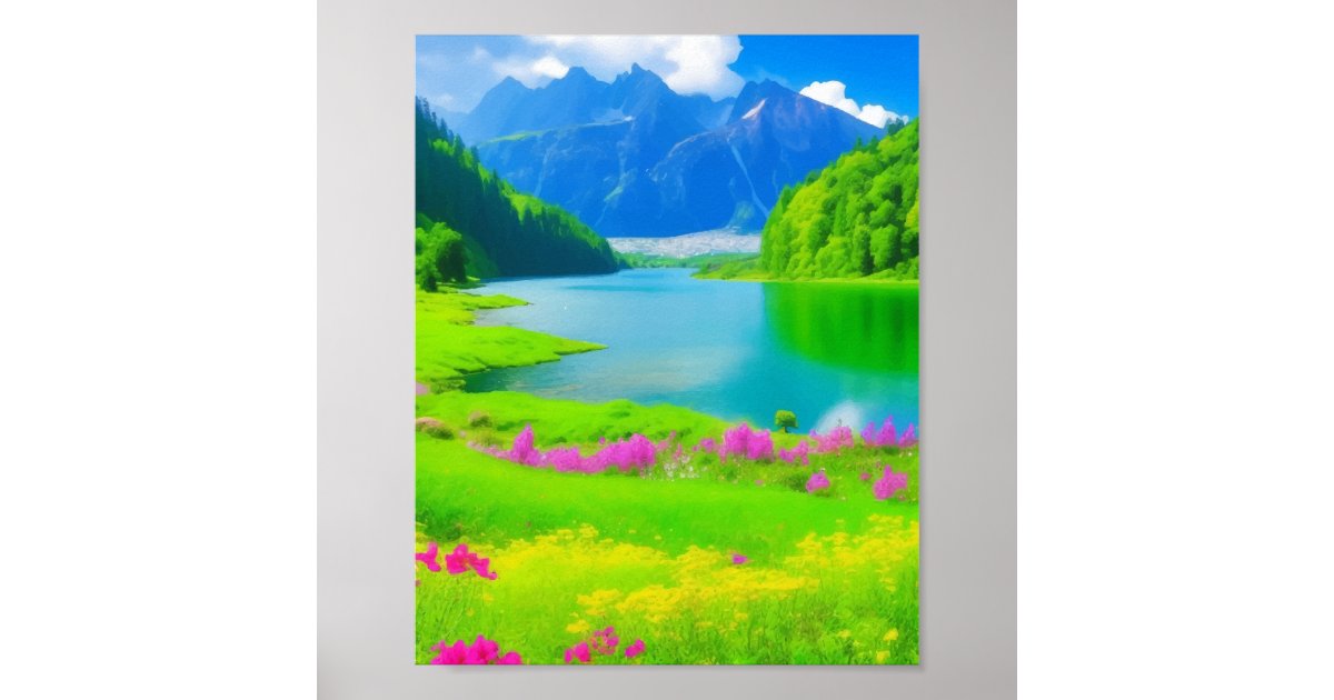 Green landscape poster | Zazzle