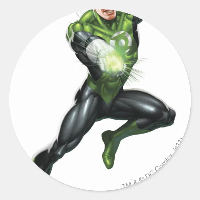 Green Lantern - Fully Rendered, Jumping Classic Round Sticker | Zazzle