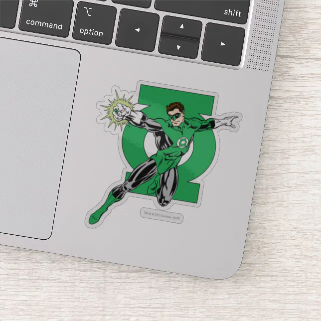 Green Lantern with Logo Background Sticker | Zazzle
