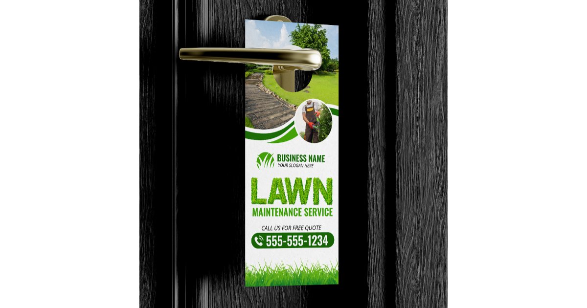 Green Lawn Maintenance Service Landscaping Mow Door Hanger | Zazzle