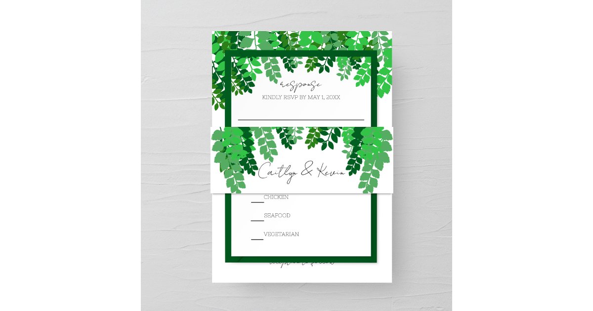 Green Leaf Canopy Wedding Invitation Belly Band | Zazzle