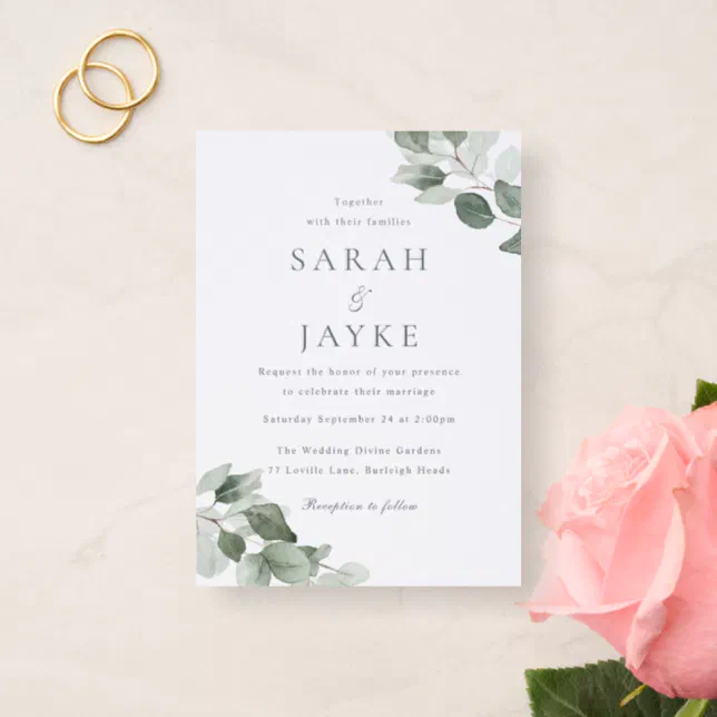 Green Leaf Elegance Wedding Letterpress Invitation | Zazzle