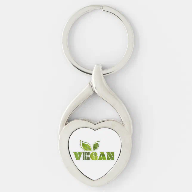 Green Leaf Lines Vegan Design Keychain | Zazzle