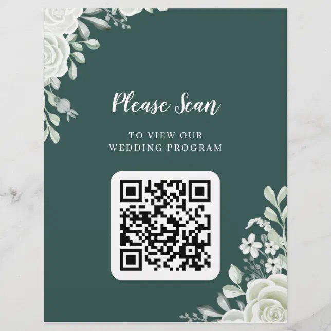 Green Leaf QR Code Wedding Flyer | Zazzle