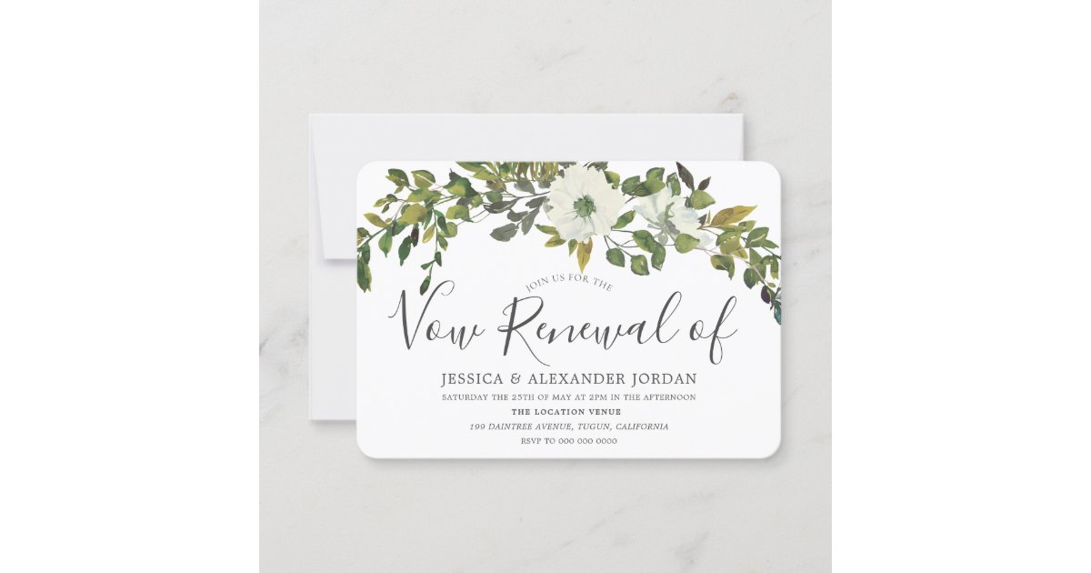 Green Leaf Rustic Country Vow Renewal Invitation | Zazzle