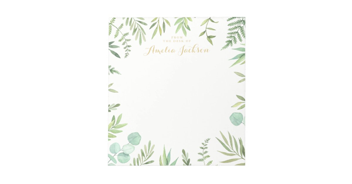 Green Leaf Wreath Personalized Notepad Stationery | Zazzle