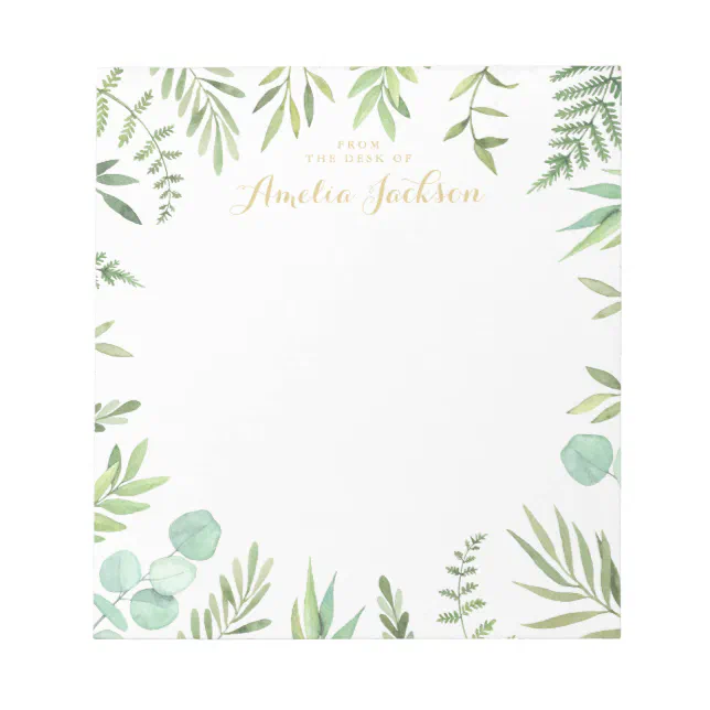 Green Leaf Wreath Personalized Notepad Stationery | Zazzle