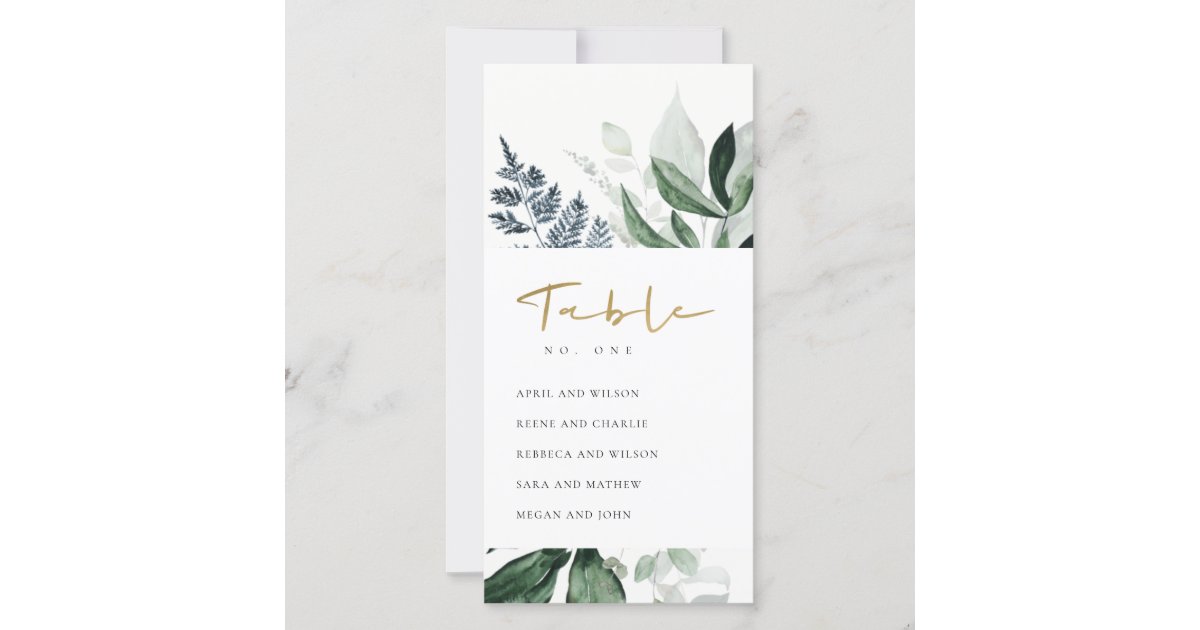 Green Leafy Foliage Seating Chart Table Number | Zazzle