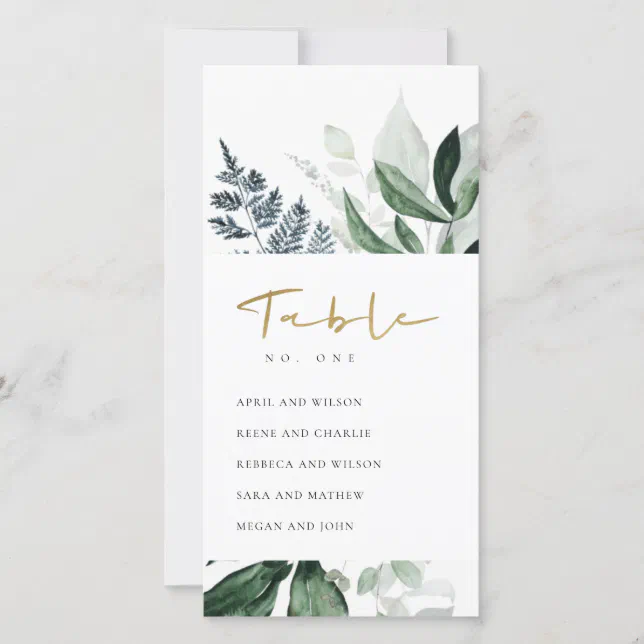 Green Leafy Foliage Seating Chart Table Number | Zazzle