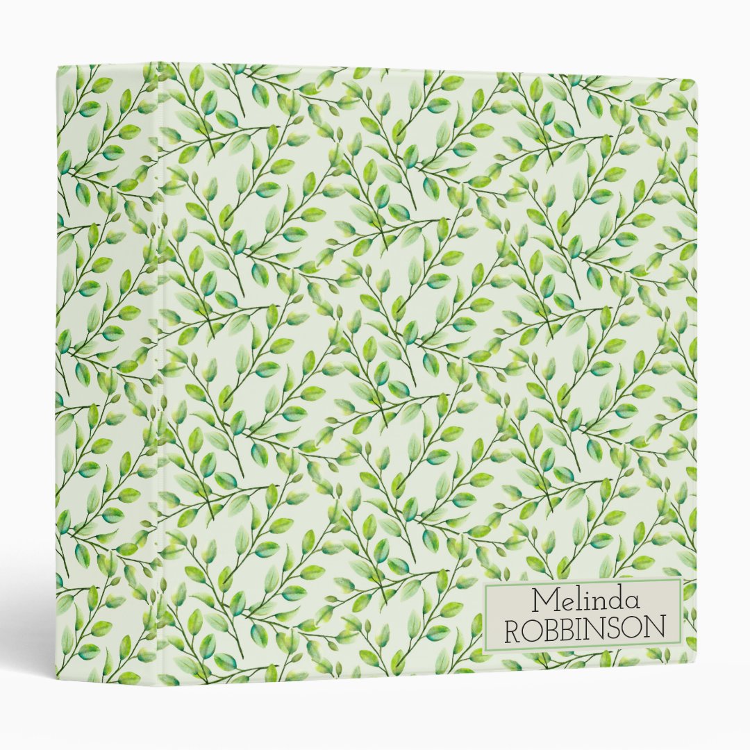 Green Leaves and Branches Custom Binder | Zazzle