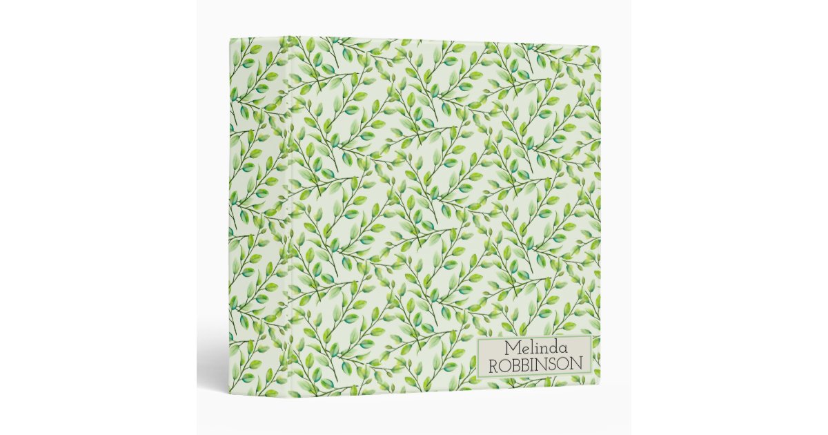 Green Leaves and Branches Custom Binder | Zazzle