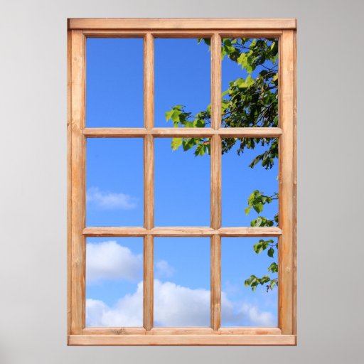 Green Leaves and Summer Sky View from a Window Poster | Zazzle