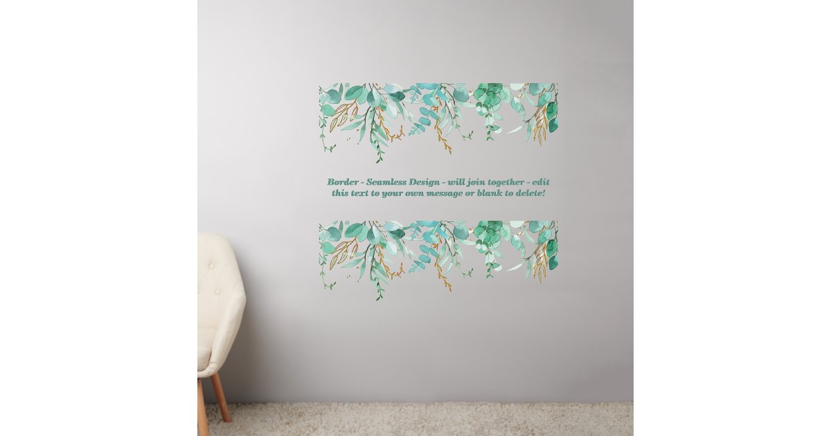 Green Leaves Border, Seamless, Add Text 50" Wall Decal | Zazzle