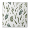 Green Leaves Botanical Pattern Ceramic Tile | Zazzle