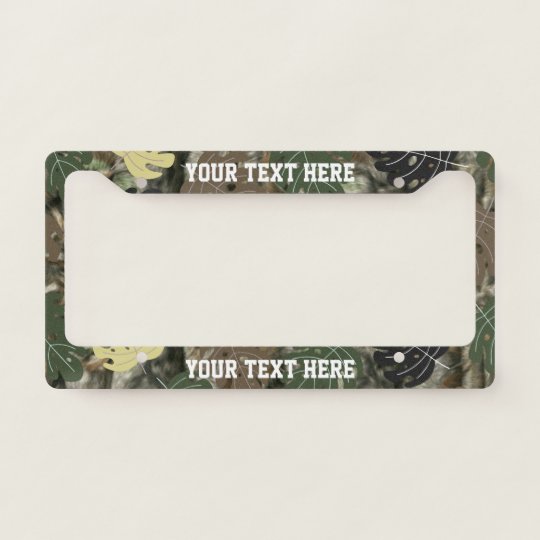 Green Leaves Camo Add Your Custom Message License Plate Frame | Zazzle.com