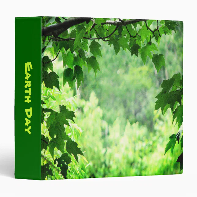 Green Leaves Earth Day 3 Ring Binder | Zazzle