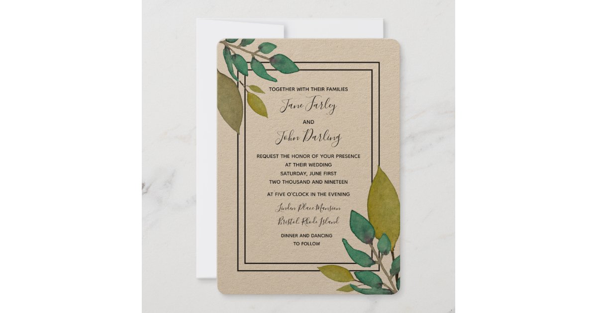 Green Leaves Invitation | Zazzle