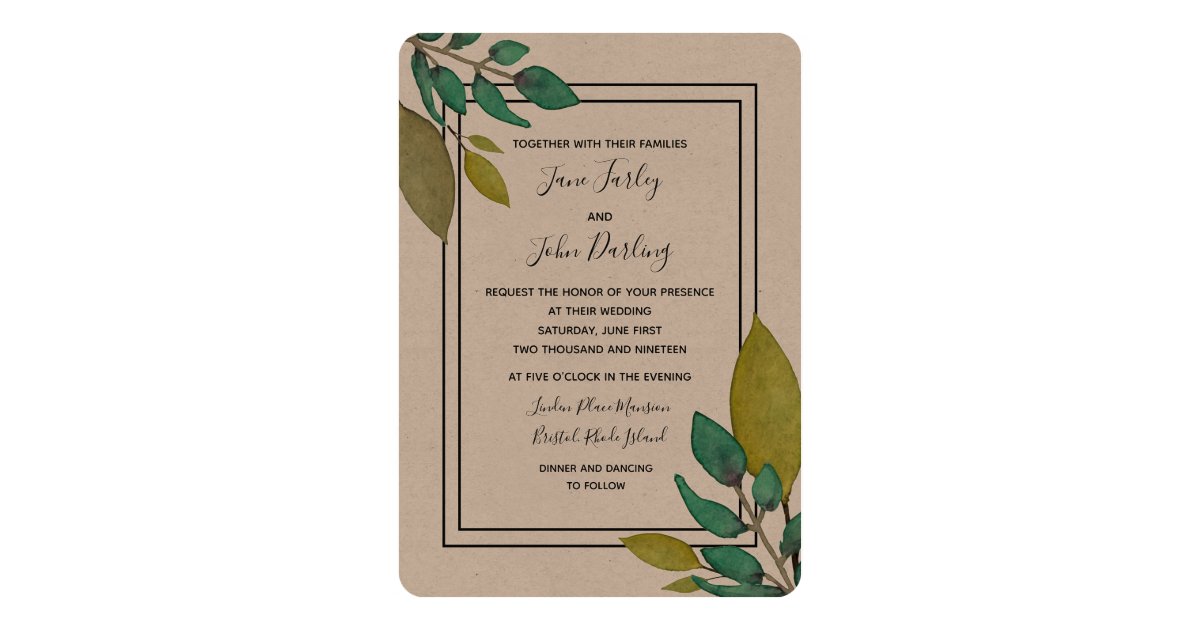 Green Leaves Invitation | Zazzle.com