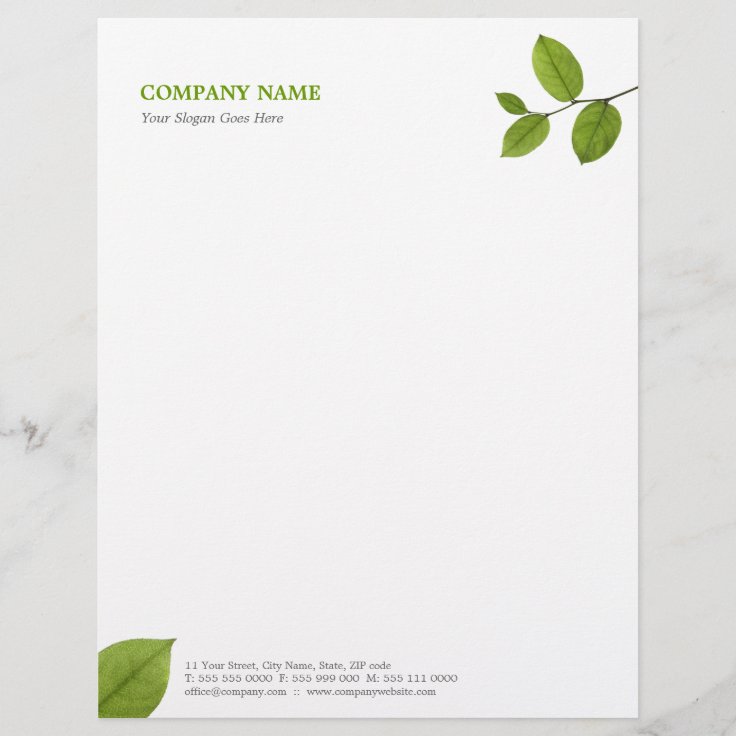 Green Leaves letterhead | Zazzle