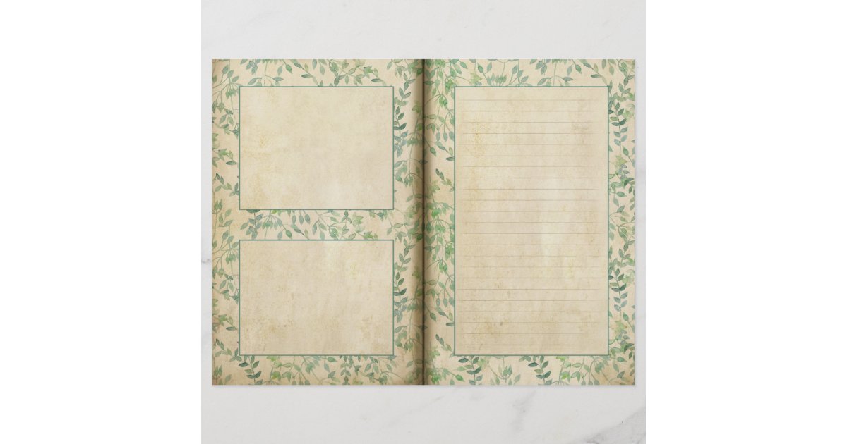 Green Leaves Pattern Journal Page | Zazzle