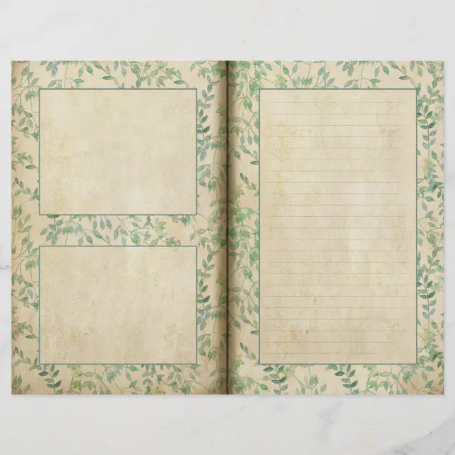 Green Leaves Pattern Journal Page | Zazzle
