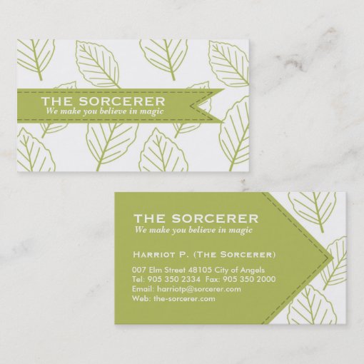 Green Leaves Pattern Professional Business Card | Zazzle