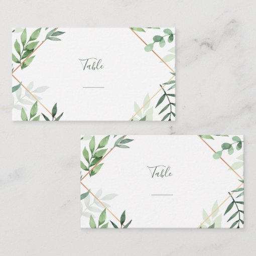Green leaves, table number place card | Zazzle