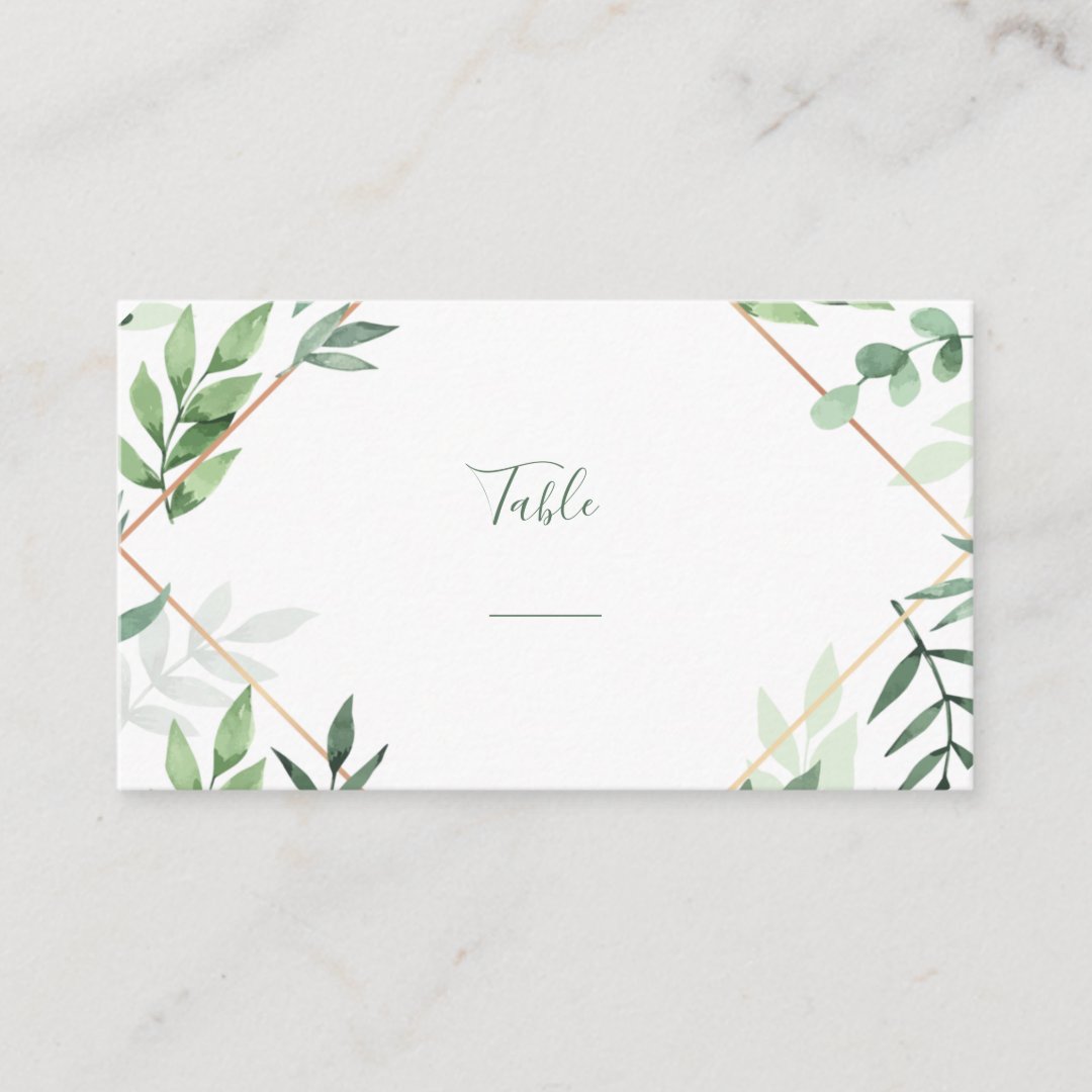 Green leaves, table number place card | Zazzle