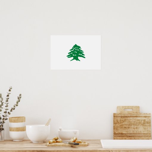 Green Lebanon Cedar Tree Flag Poster | Zazzle