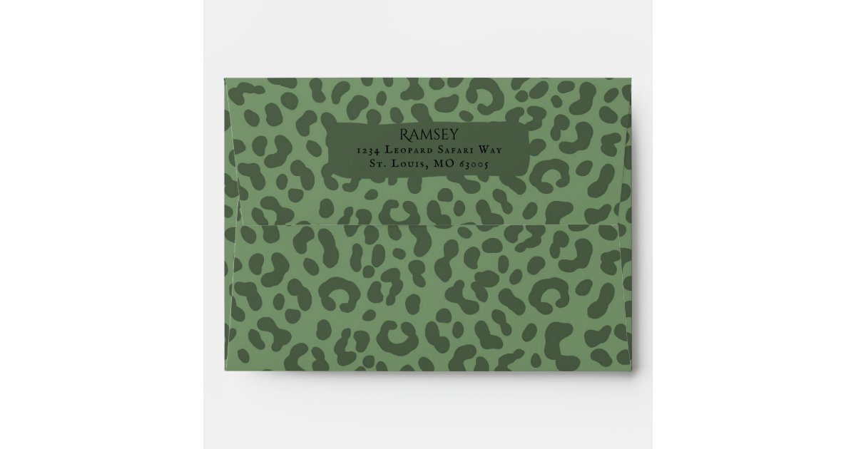 Green Leopard Print Return Address Envelope | Zazzle