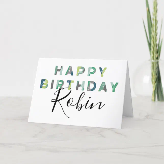Green Letters Simple Style Personalized Birthday Card | Zazzle