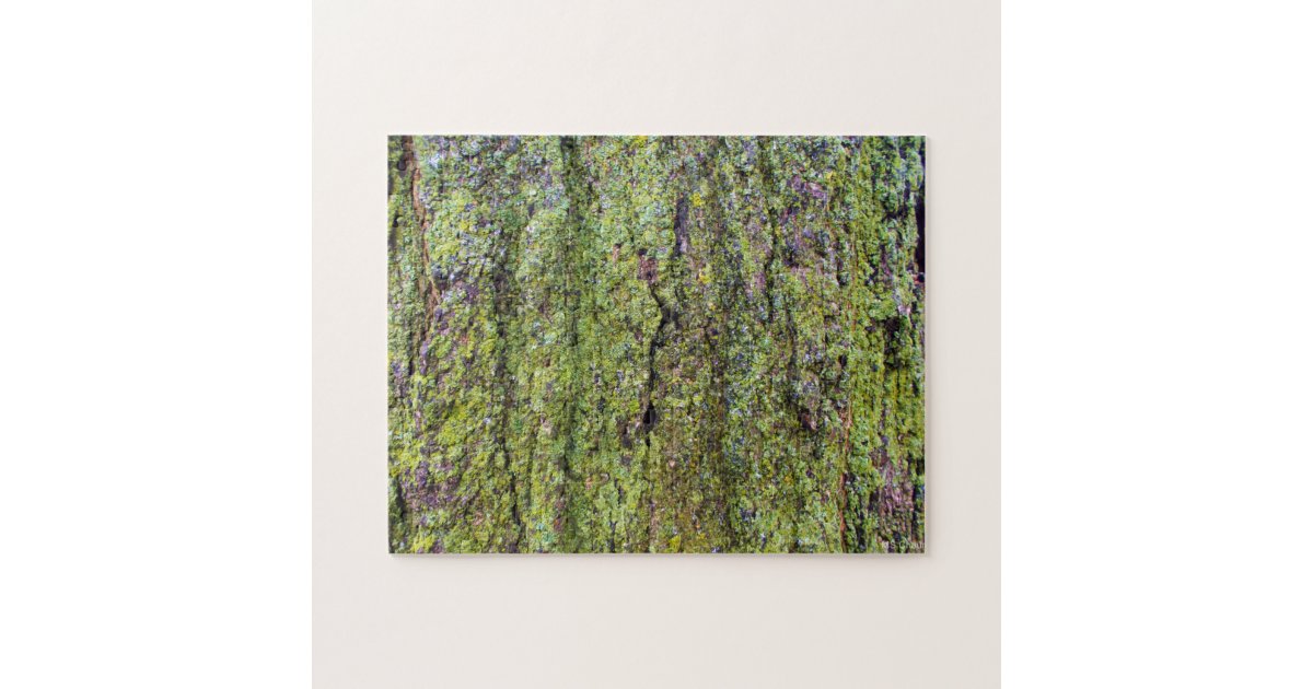 Green Lichen on Tree Bark Nature Jigsaw Puzzle | Zazzle