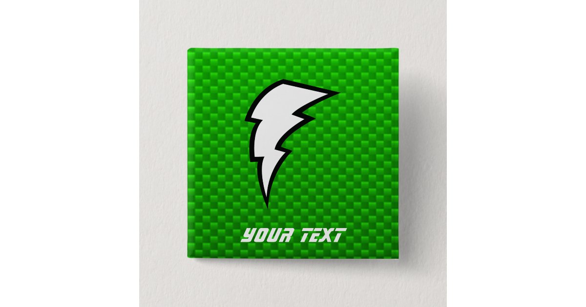 Green Lightning Bolt Button | Zazzle