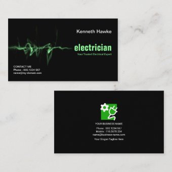 Green Lightning Electrical Strike Electrician Business Card | Zazzle