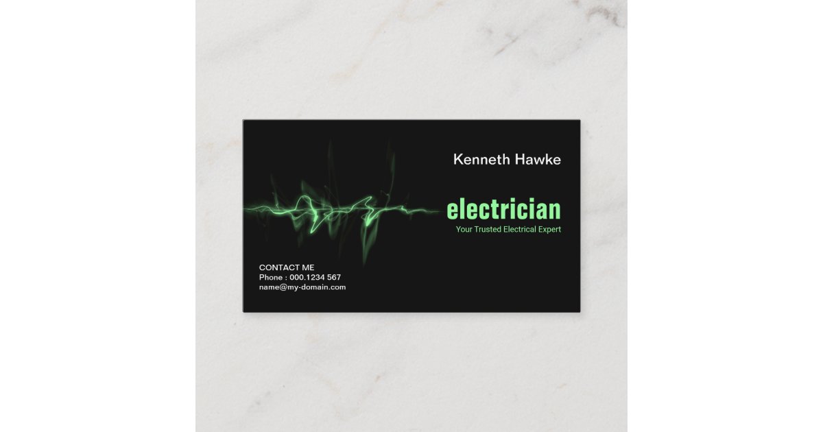 Green Lightning Electrical Strike Electrician Business Card | Zazzle