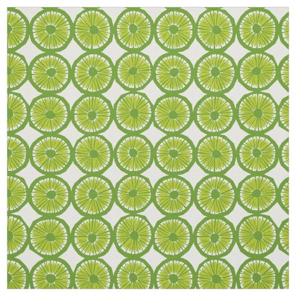 Pattern Of Green Lime Slices Fabric | Zazzle.com
