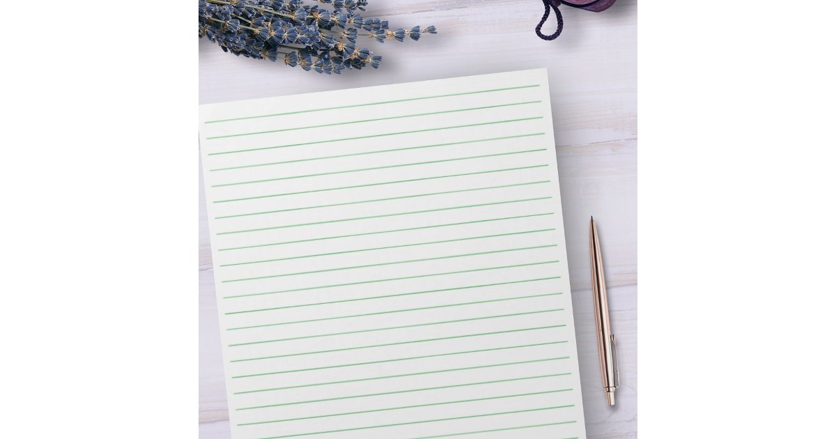 Green Lines - Wide Ruled Paper Pad 8.5"x11" | Zazzle