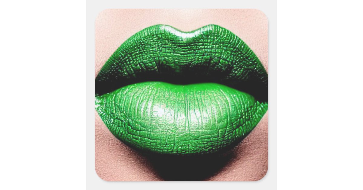 Green Lipstick Square Sticker | Zazzle