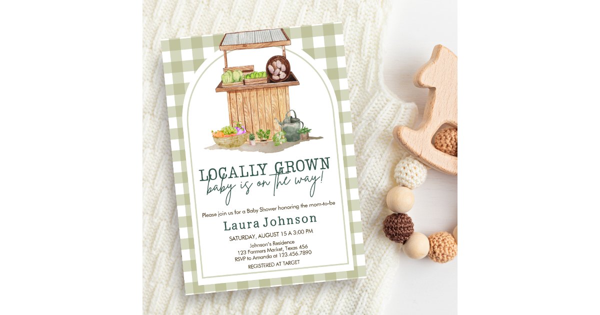 Green Locally Grown Baby Shower Invitation | Zazzle